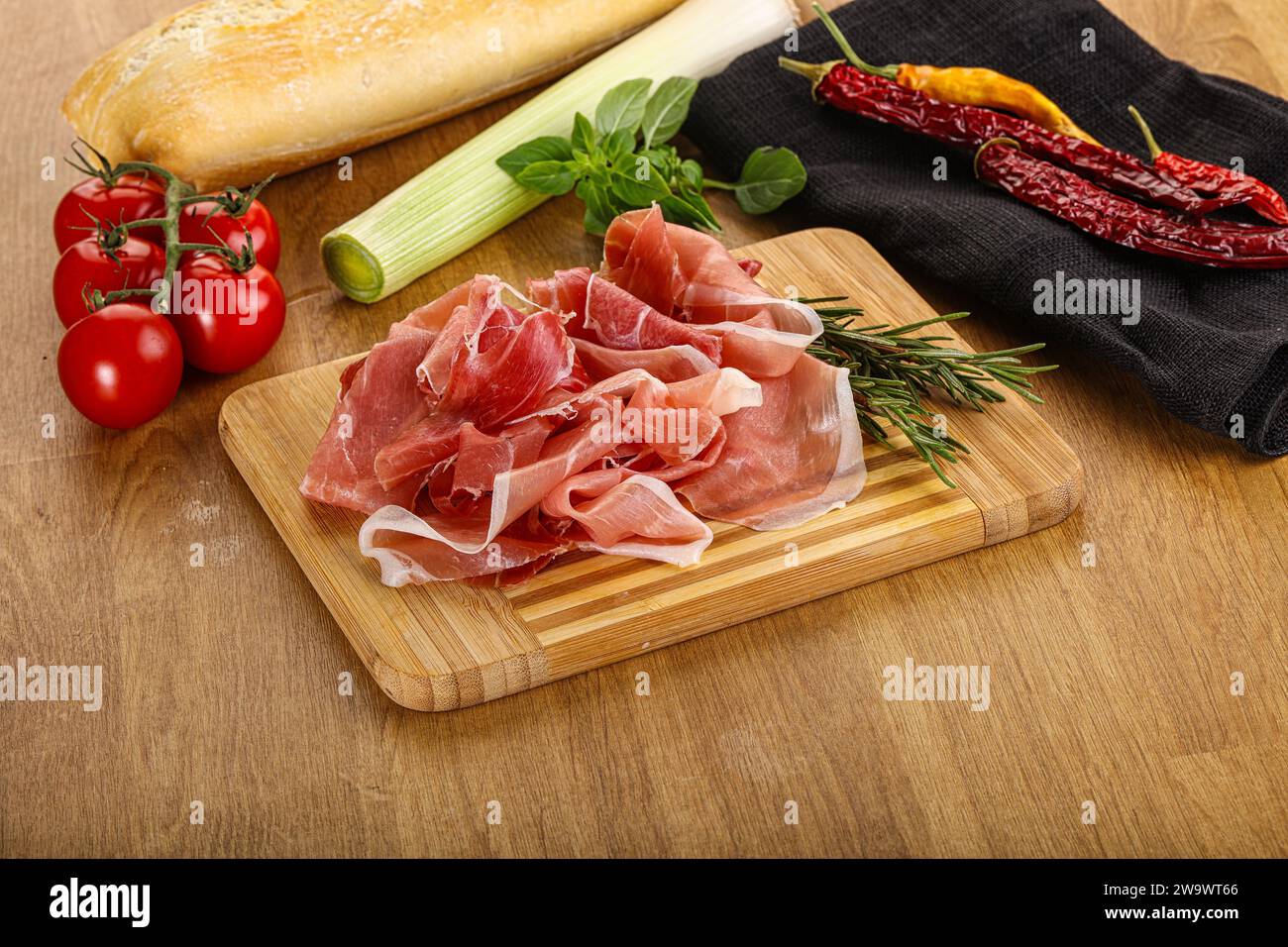Spanish cuisine pork meat Jamon crudo Stock Photo - Alamy