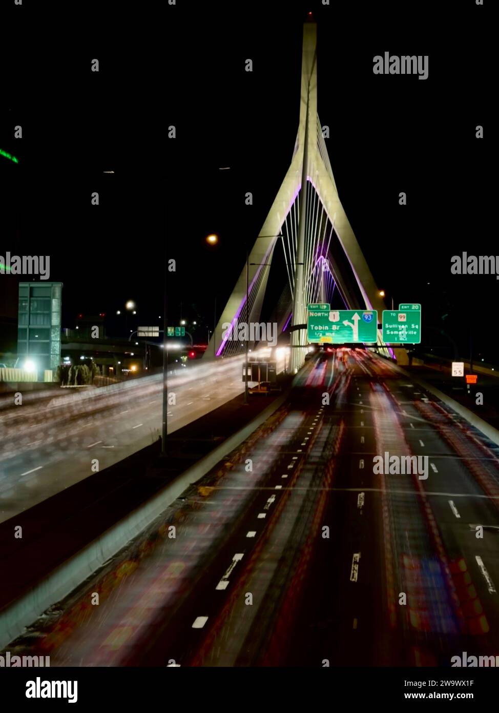 Night Lighting Up Boston and Its Skyline Stock Photo - Alamy