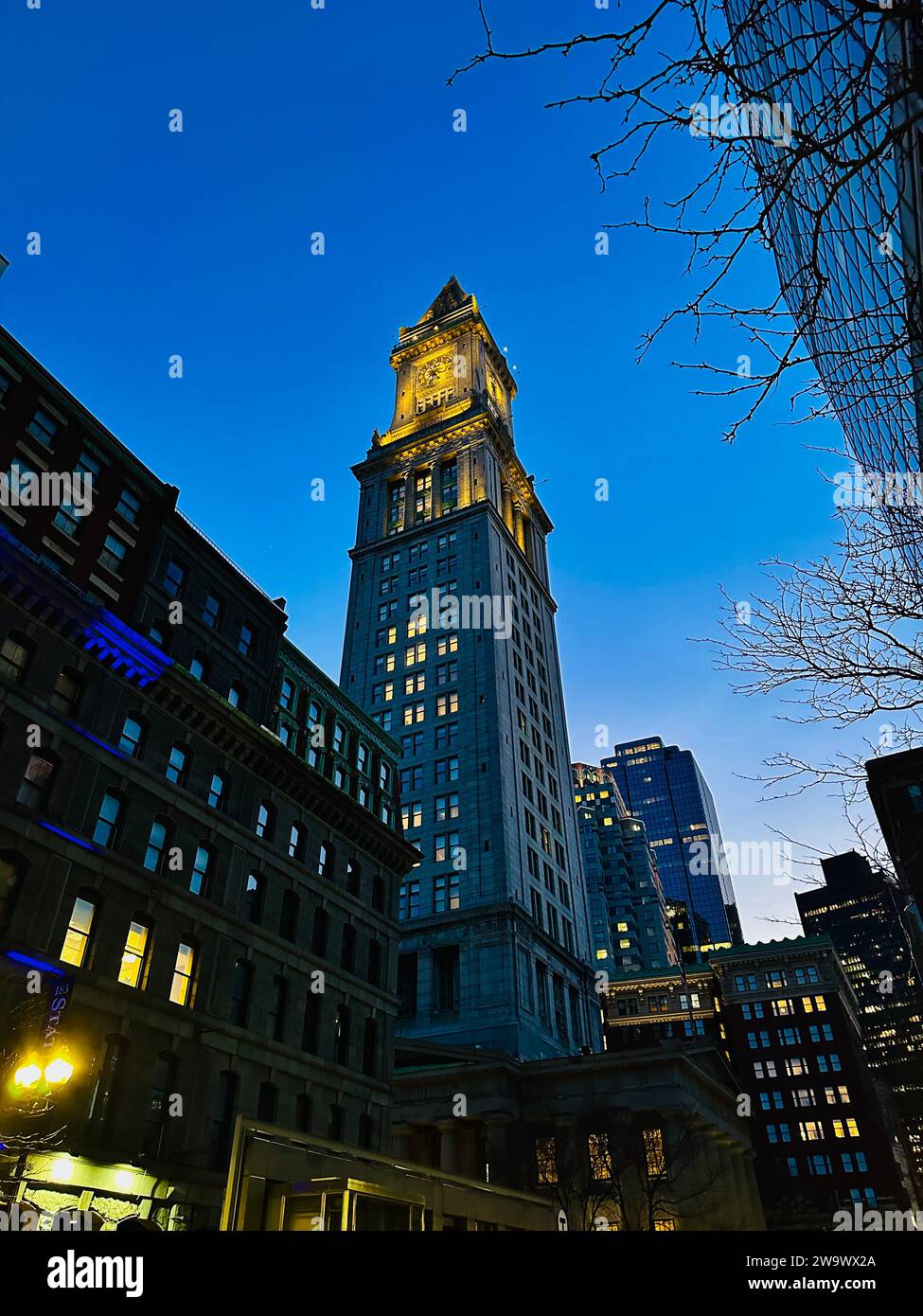 Night Lighting Up Boston and Its Skyline Stock Photo - Alamy