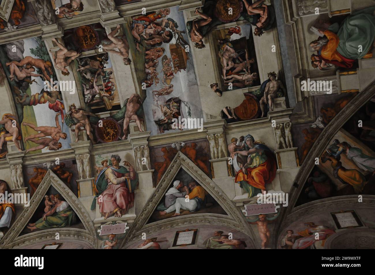 The Famous Michelangelo Paintings On The Ceiling Of The Sistine Chapel In Rome Italy Stock Photo ...