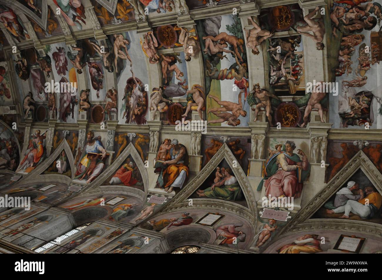 Michelangelo Paintings On The Ceiling Of The Sistine Chapel In Rome ...