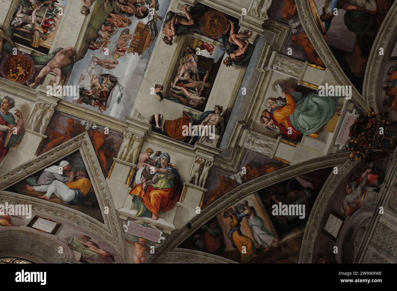 Religious Paintings On The Ceiling Of The Sistine Chapel In Rome Italy ...