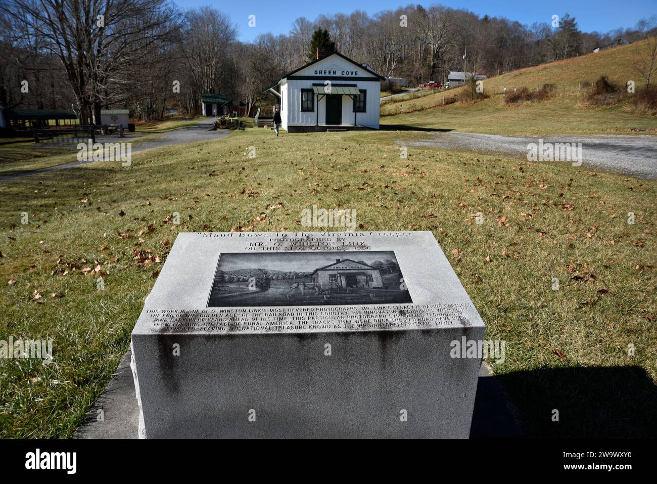 A stone marker recognizes a 1956 photograph taken by acclaimed ...