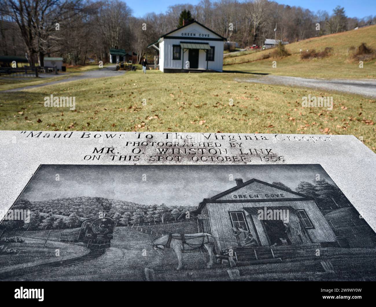 A stone marker recognizes a 1956 photograph taken by acclaimed ...