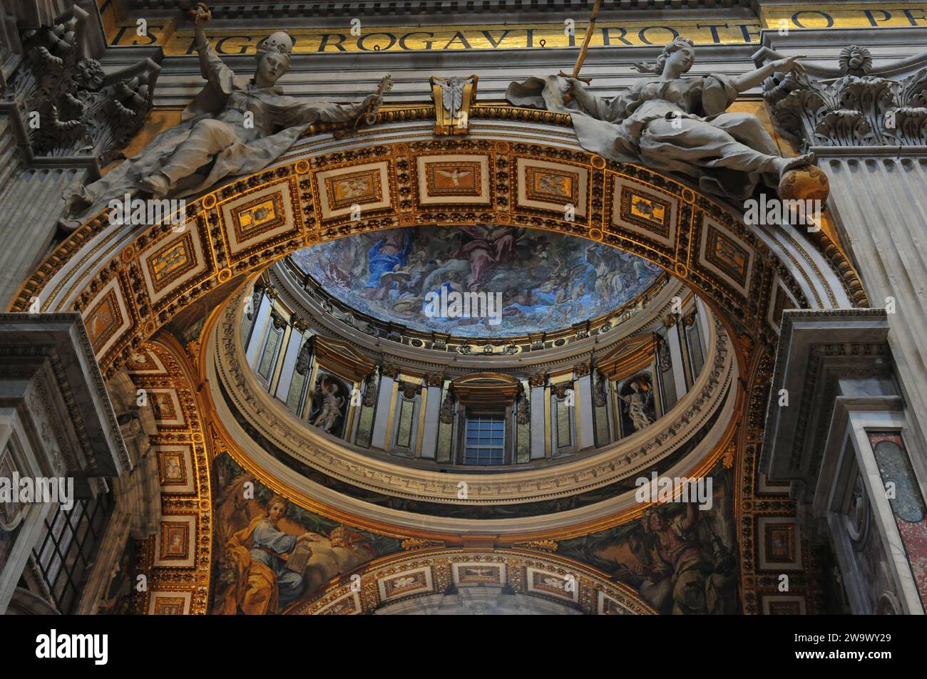 Interior View To A Dome Of The St. Peter's Cathedral In Rome Italy ...