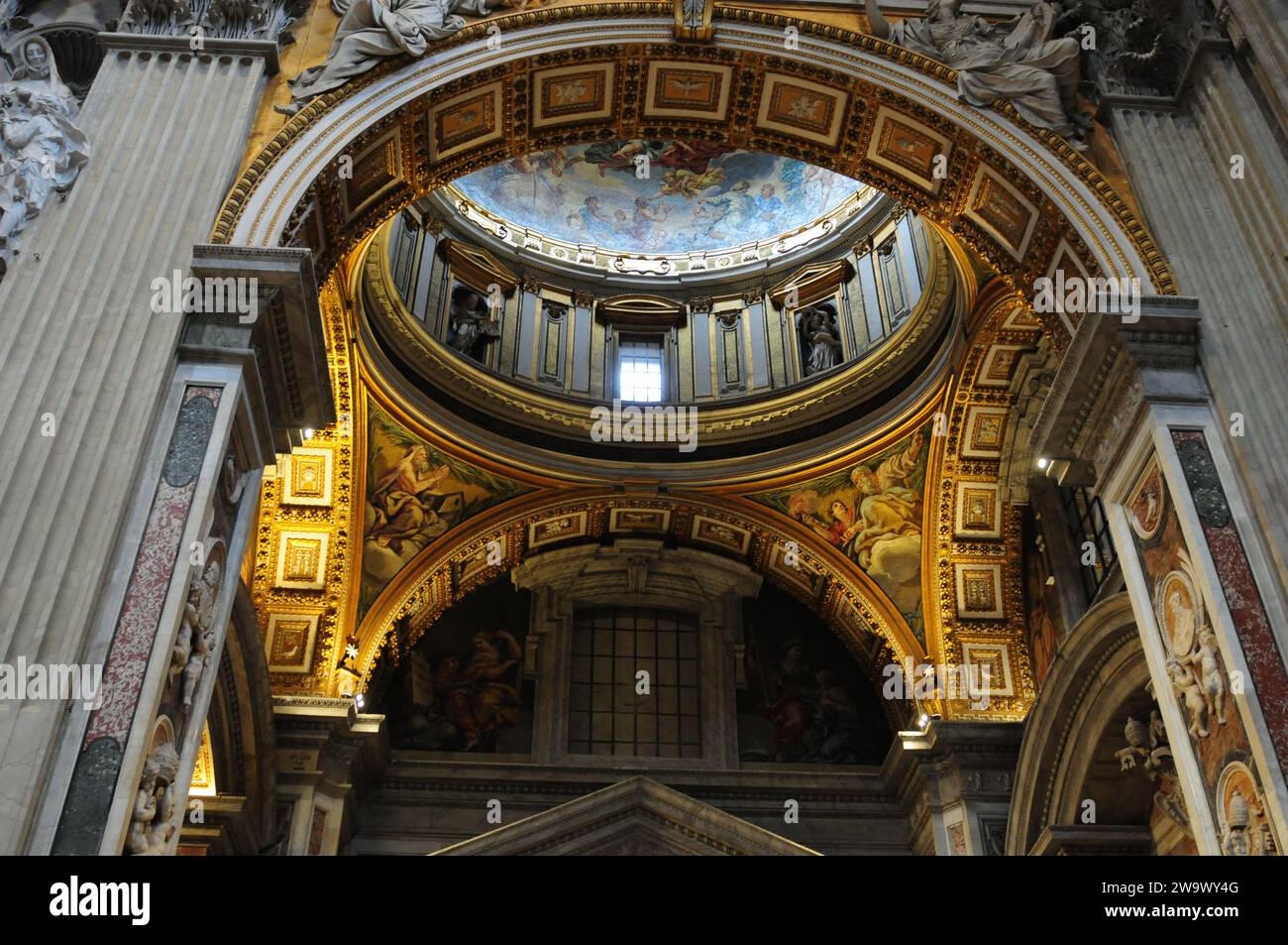Interior View To The Arches And The Dome Of The St. Peter's Cathedral ...