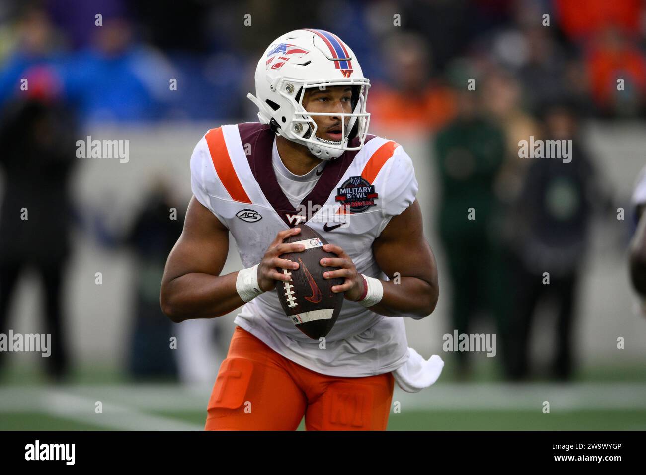 Virginia Tech quarterback Kyron Drones (1) in action during the first half of the Military Bowl ...