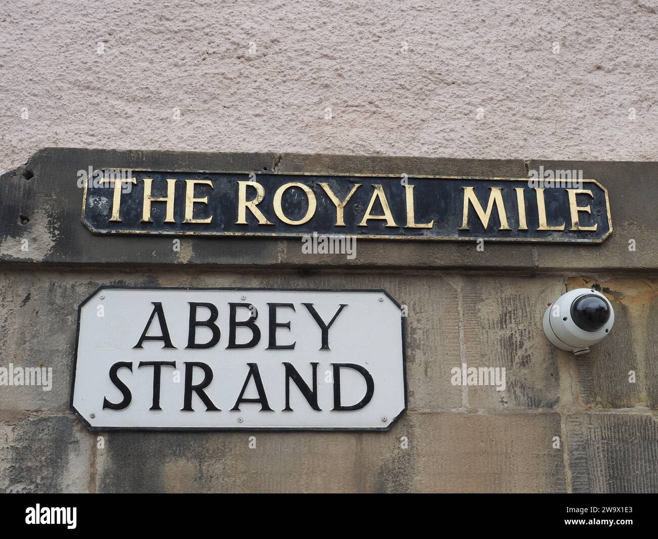The Royal Mile And Abbey Strand Street Sign In Edinburgh, UK Stock ...