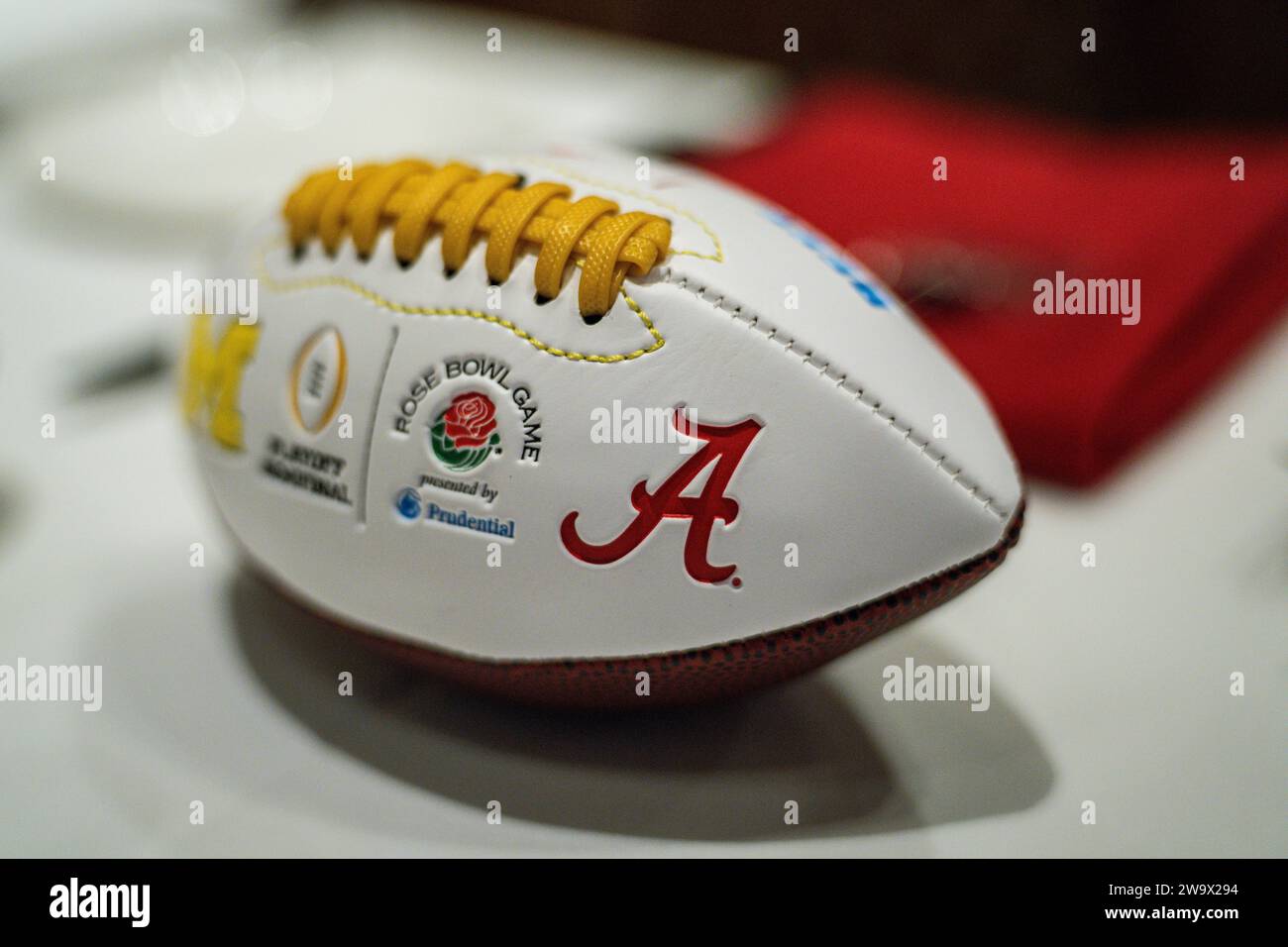Rose Bowl Game football during the Lawry’s Beef Bowl for the Alabama ...