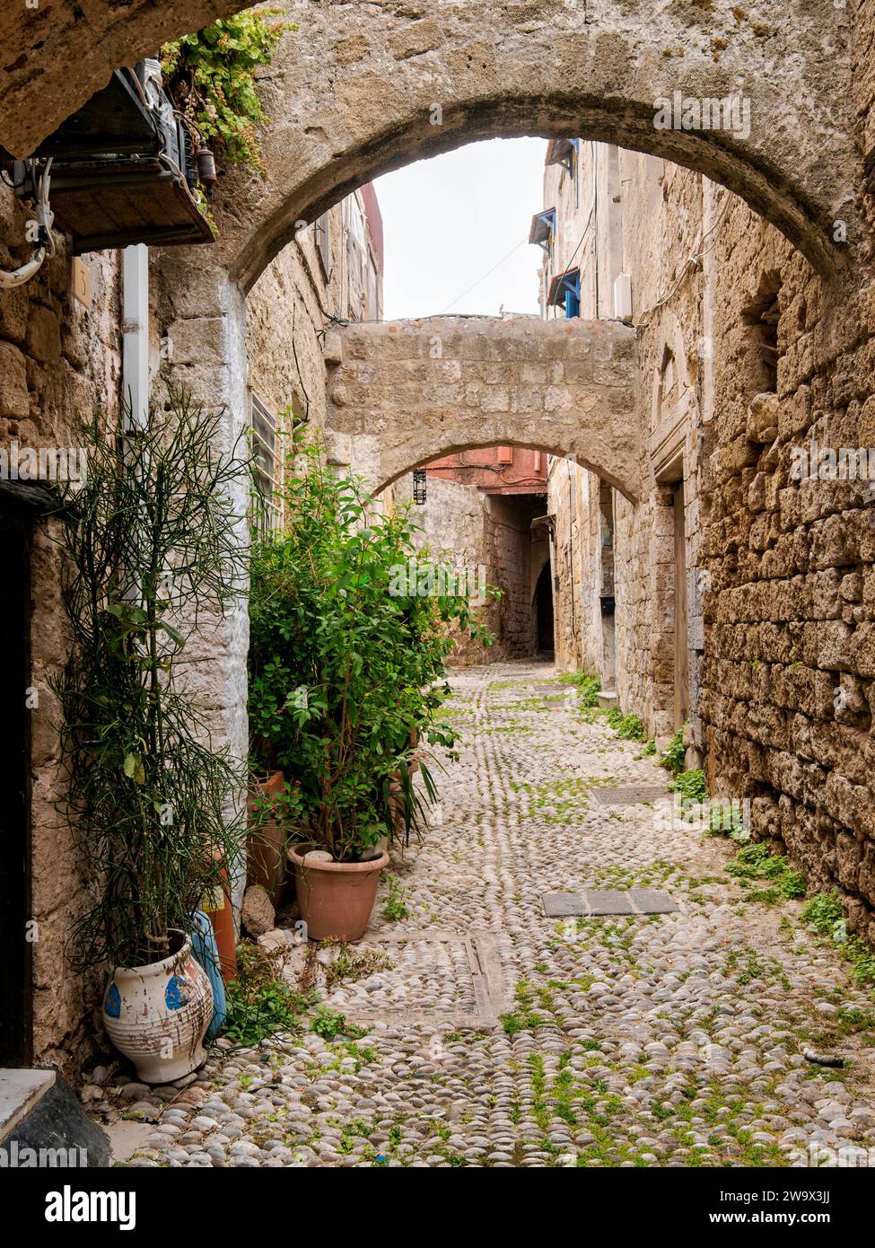 Street of the Medieval Old Town, Rhodes City, Rhodes Island, Dodecanese ...