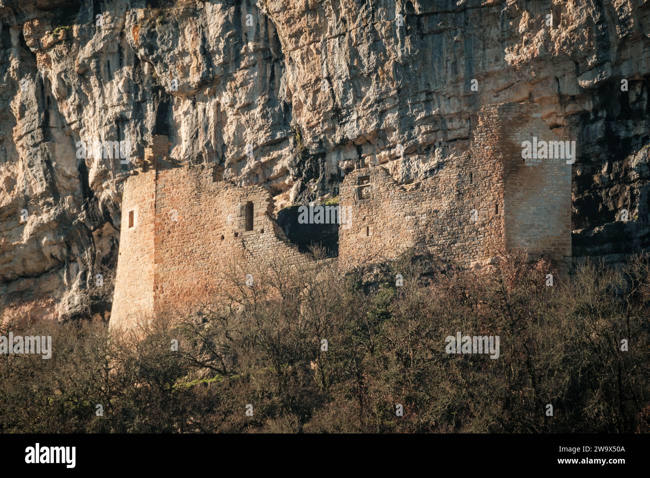 Chateau des Anglais, a 13th century castle built iinto a cliff above ...
