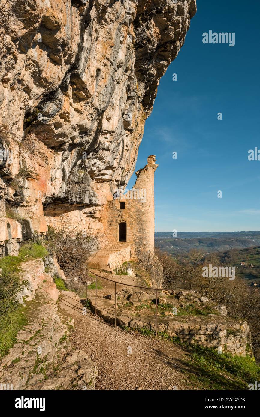 Chateau des Anglais, a 13th century castle built iinto a cliff above ...