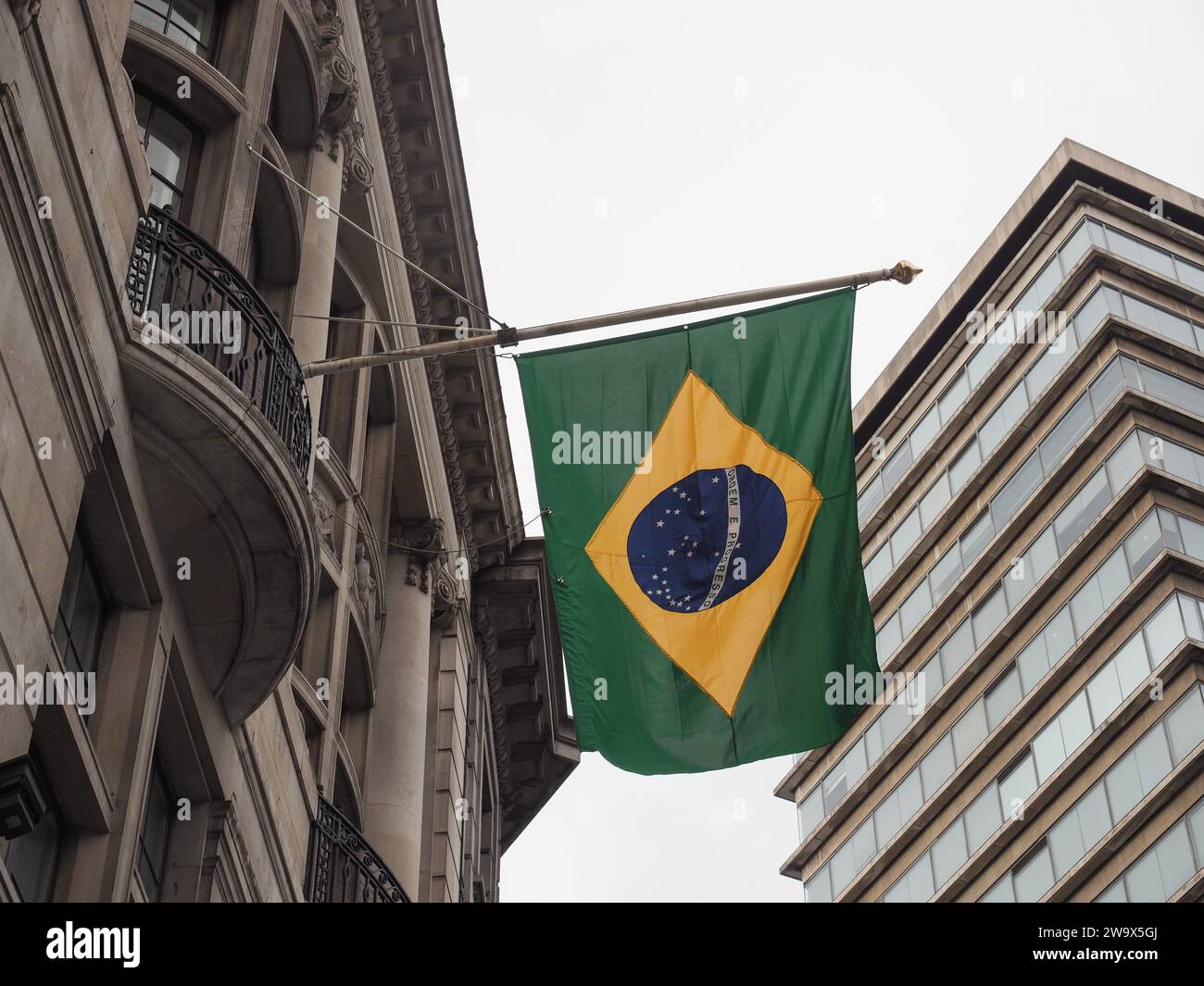 Brazilian Flag At Embassy Of Brazil In London, UK Stock Photo - Alamy
