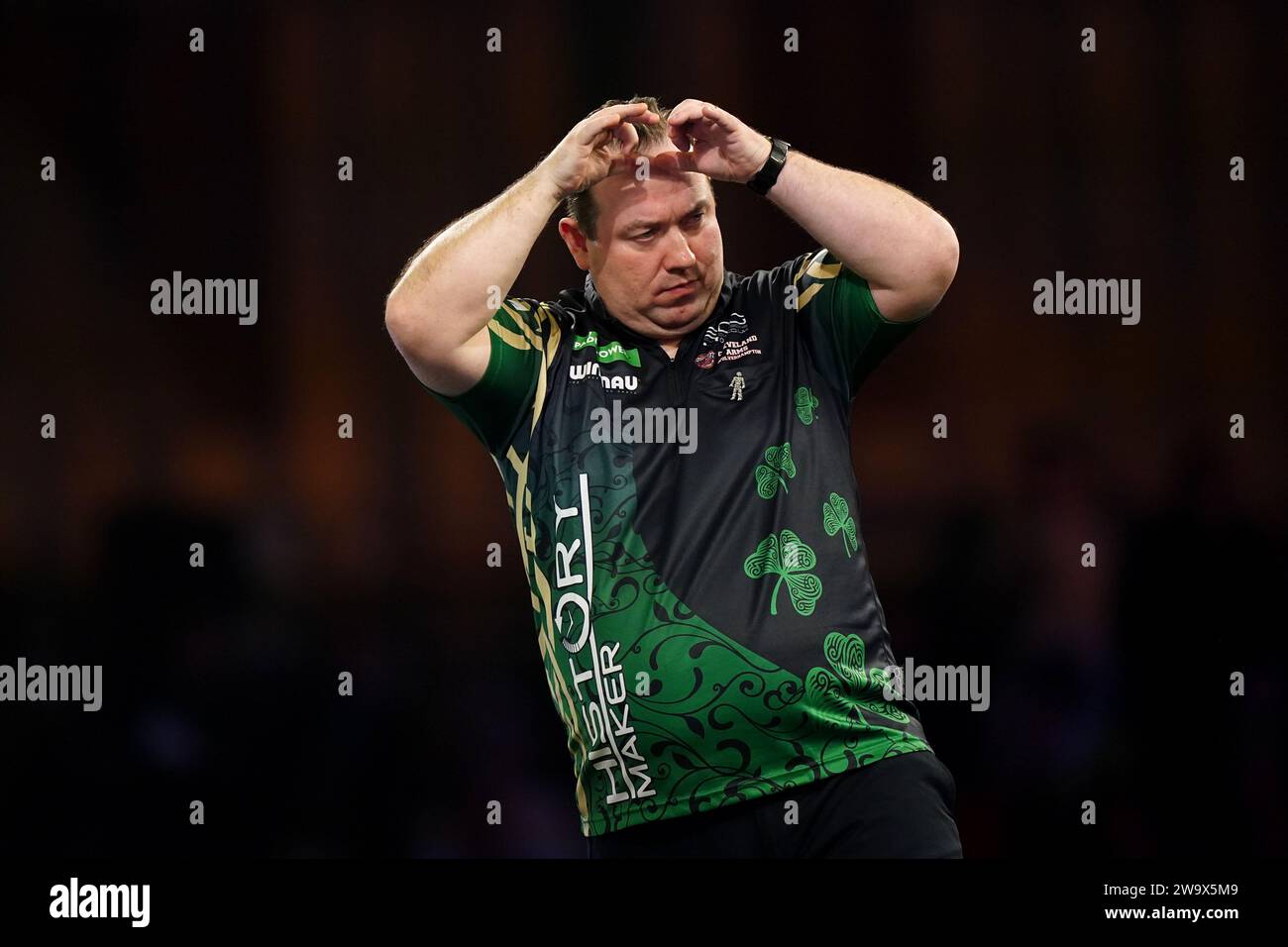 Brendan Dolan in action against Gary Anderson (not pictured) on day ...