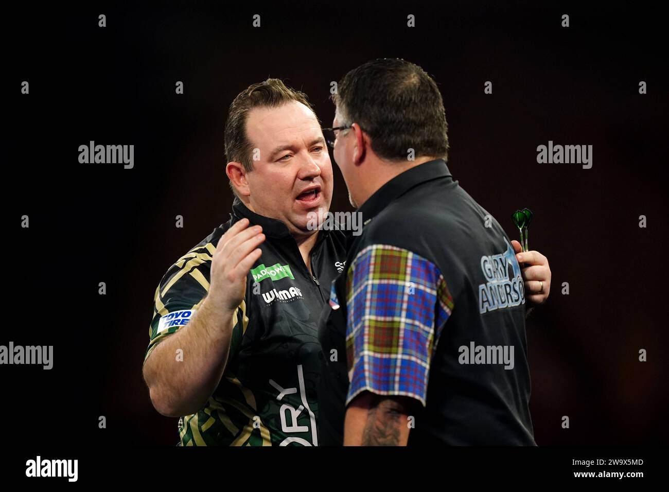 Brendan Dolan reacts after beating Gary Anderson (not pictured) on day ...