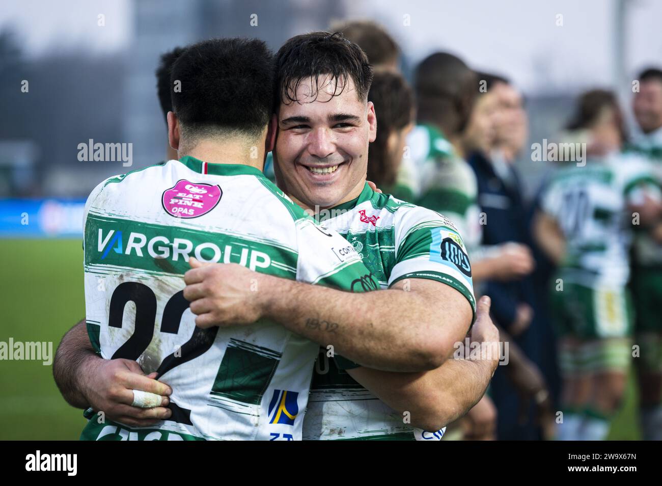 Treviso, Italy. 30th Dec, 2023. Malakai Fekitoa and Bautista Bernasconi ...