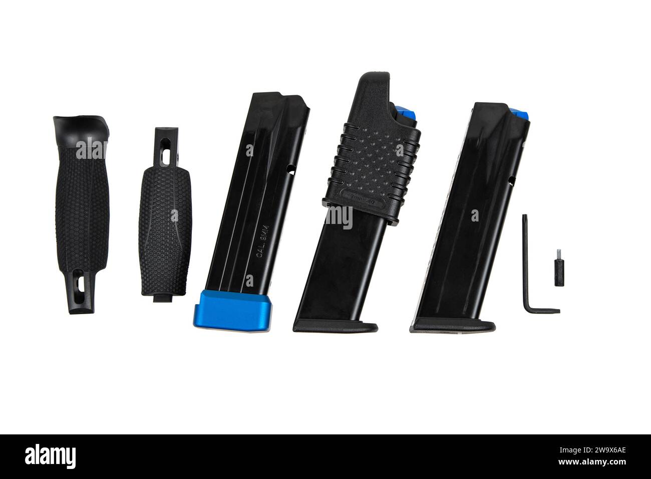 Metal pistol magazine for 9 mm cartridges. Clip for ammunition. Isolate ...