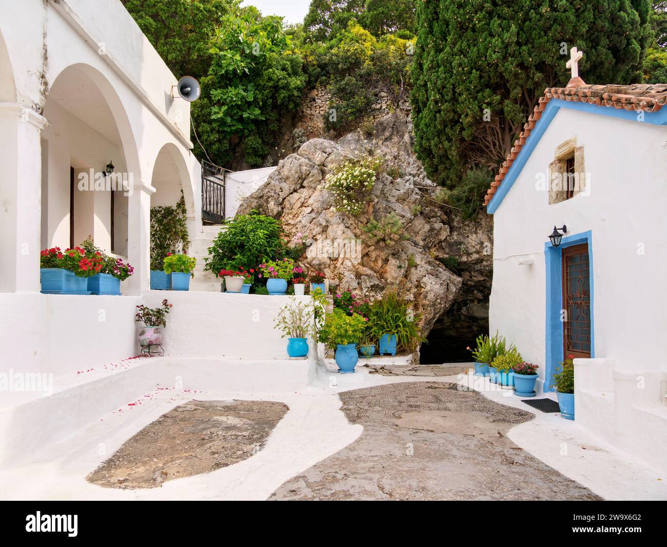 Entrance to the Cave Chapel, Panagia Spiliani Monastery, Pythagoreio ...