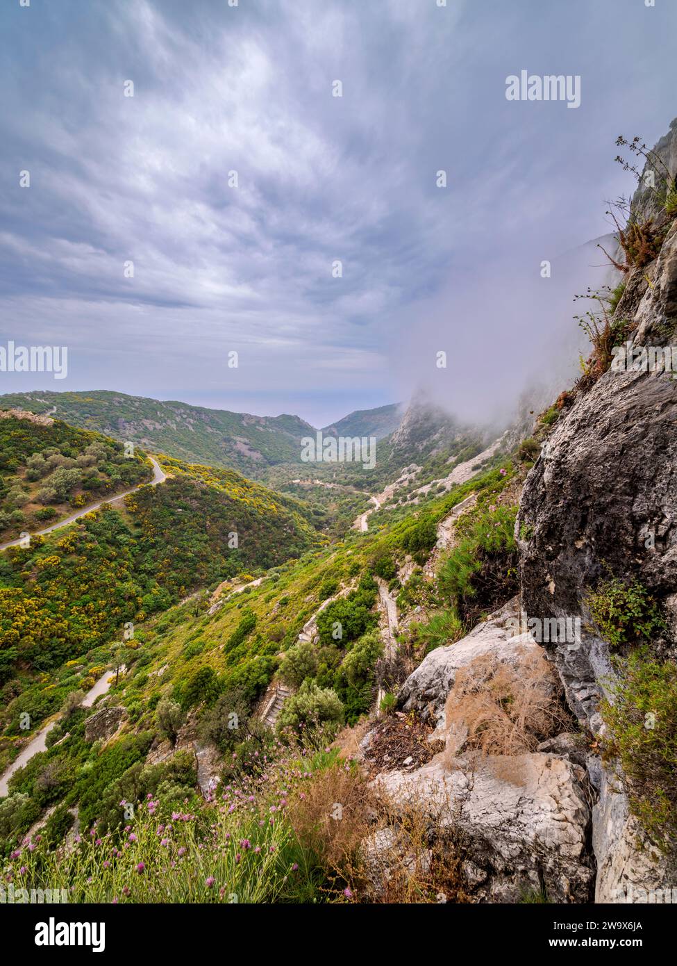 Landscape seen from The Real Cave of Pythagoras, Mount Kerkis, Samos ...
