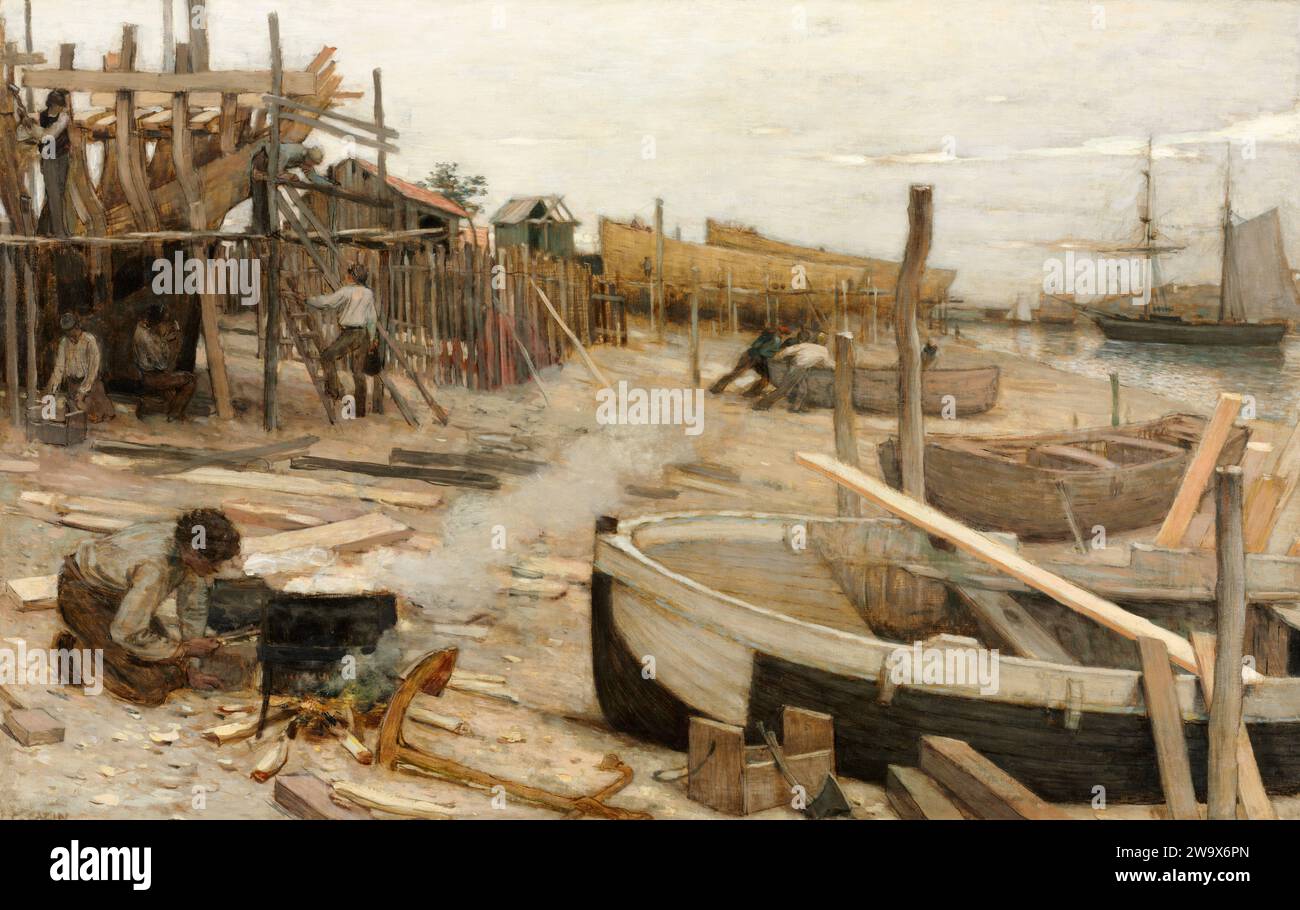 The Boatyard. Jean-Charles Cazin. c. 1875 Stock Photo - Alamy
