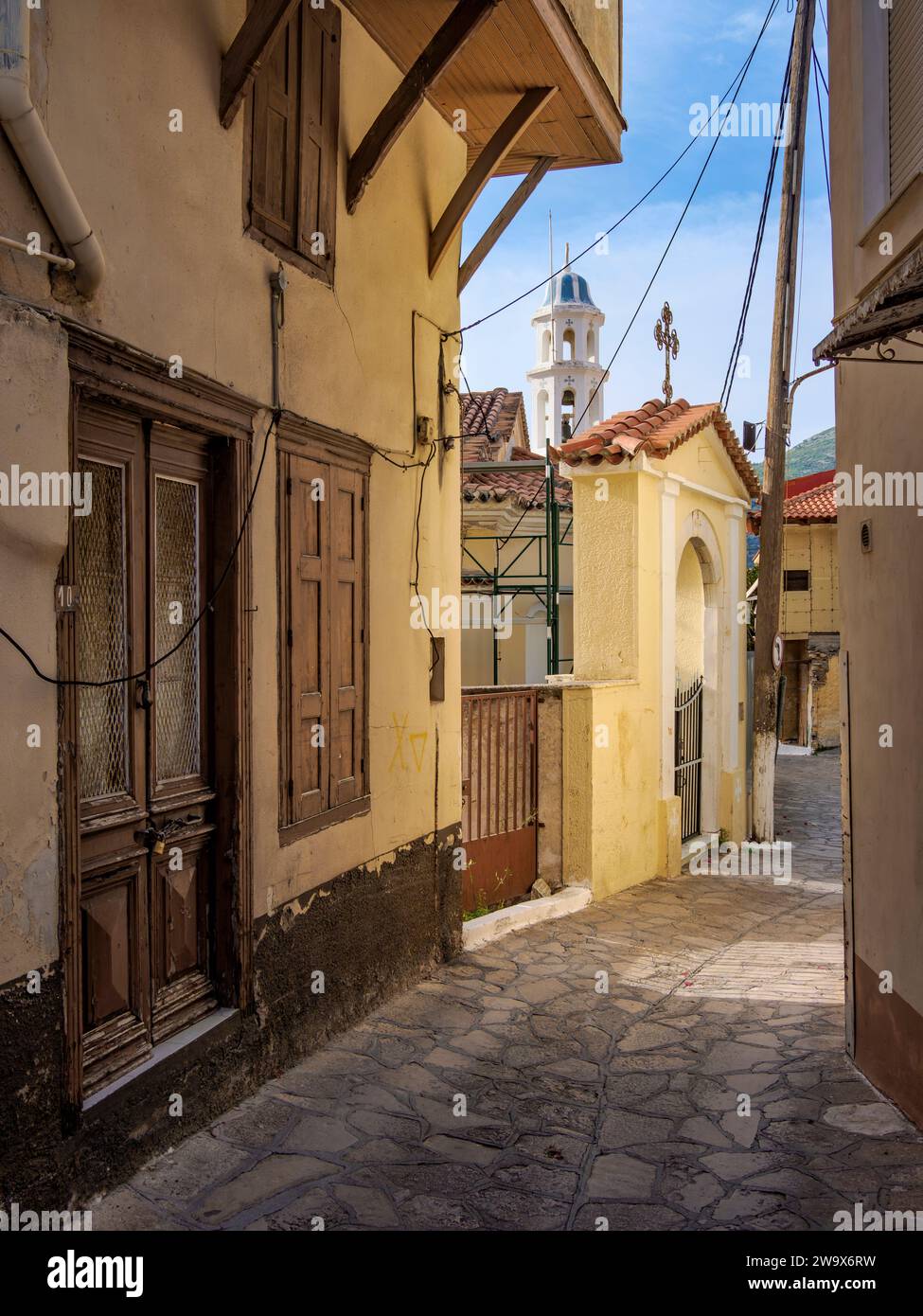Street of Ano Vathy, Samos Town, Samos Island, North Aegean, Greece ...