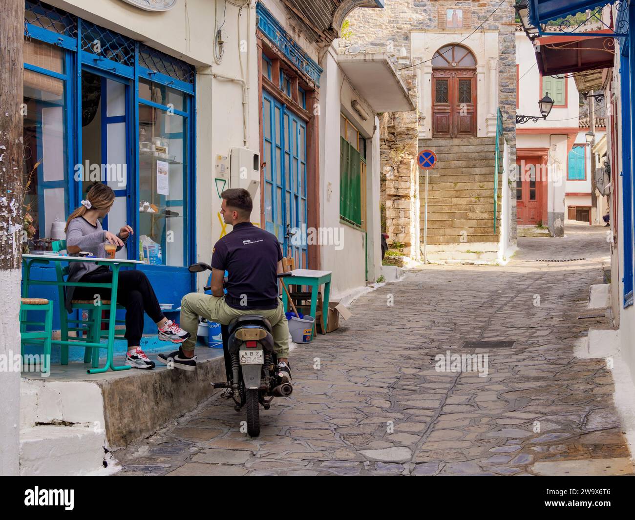 Street of Ano Vathy, Samos Town, Samos Island, North Aegean, Greece ...