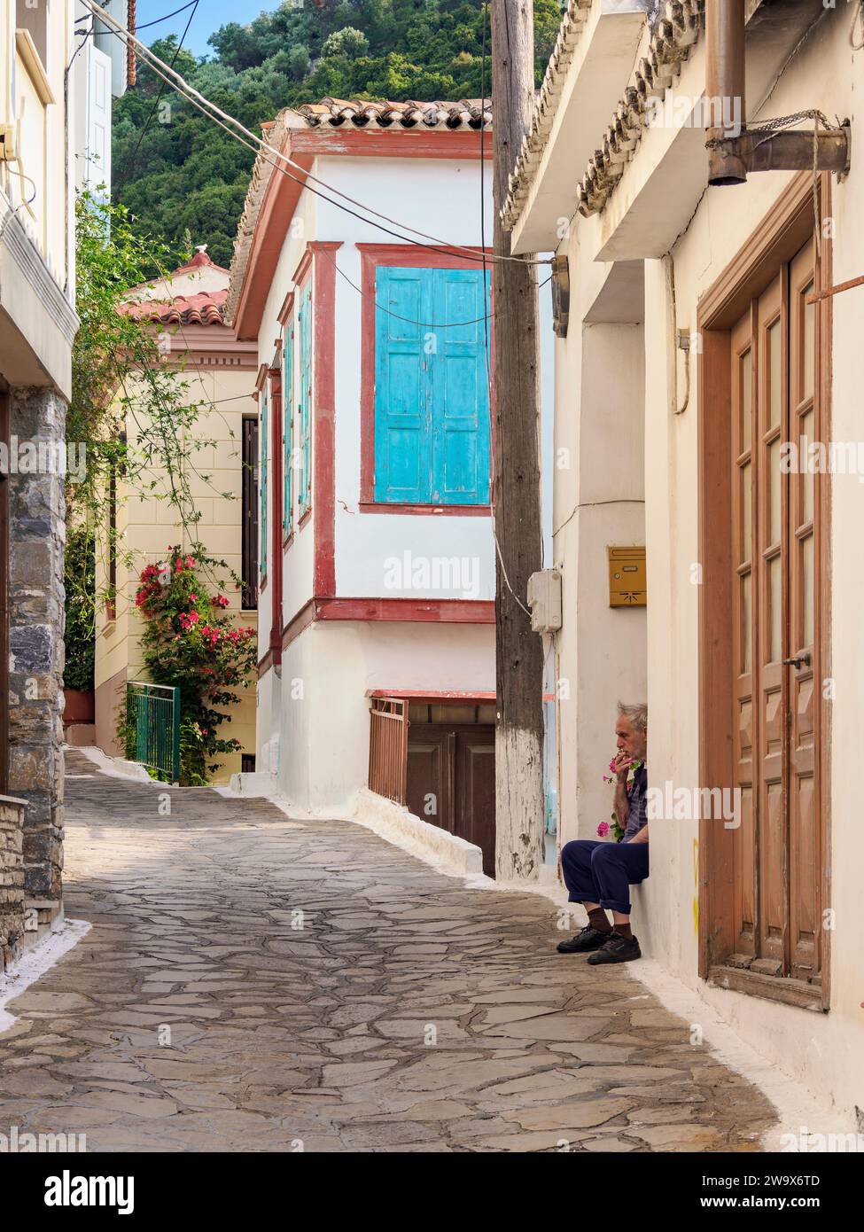 Street of Ano Vathy, Samos Town, Samos Island, North Aegean, Greece ...