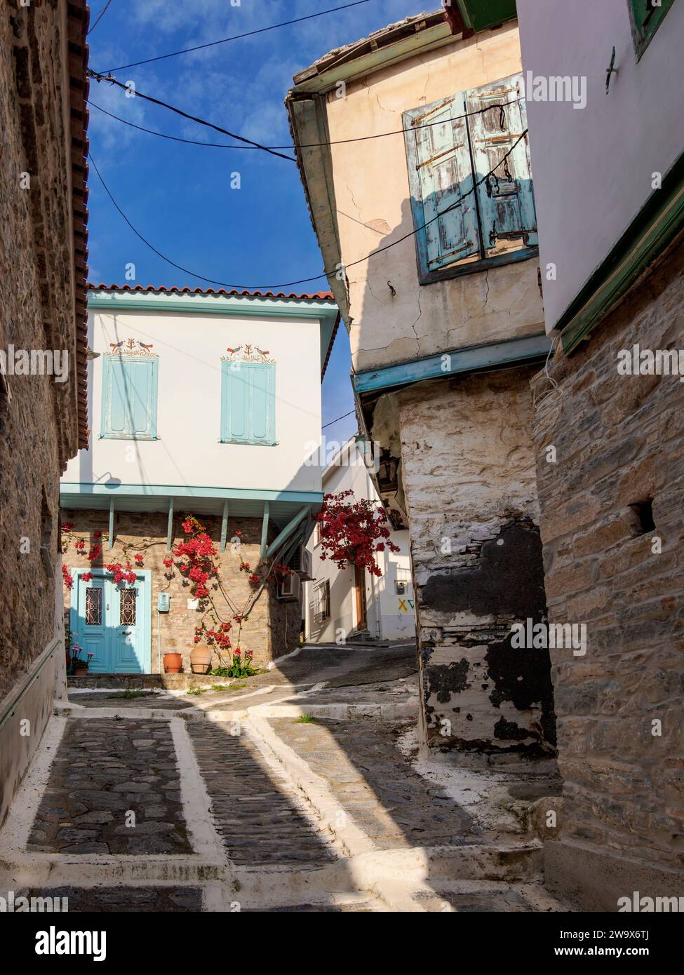 Street of Ano Vathy, Samos Town, Samos Island, North Aegean, Greece ...