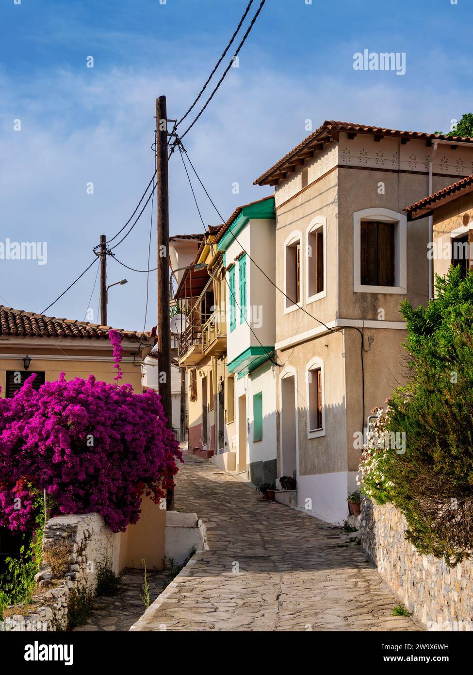 Street of Ano Vathy, Samos Town, Samos Island, North Aegean, Greece ...