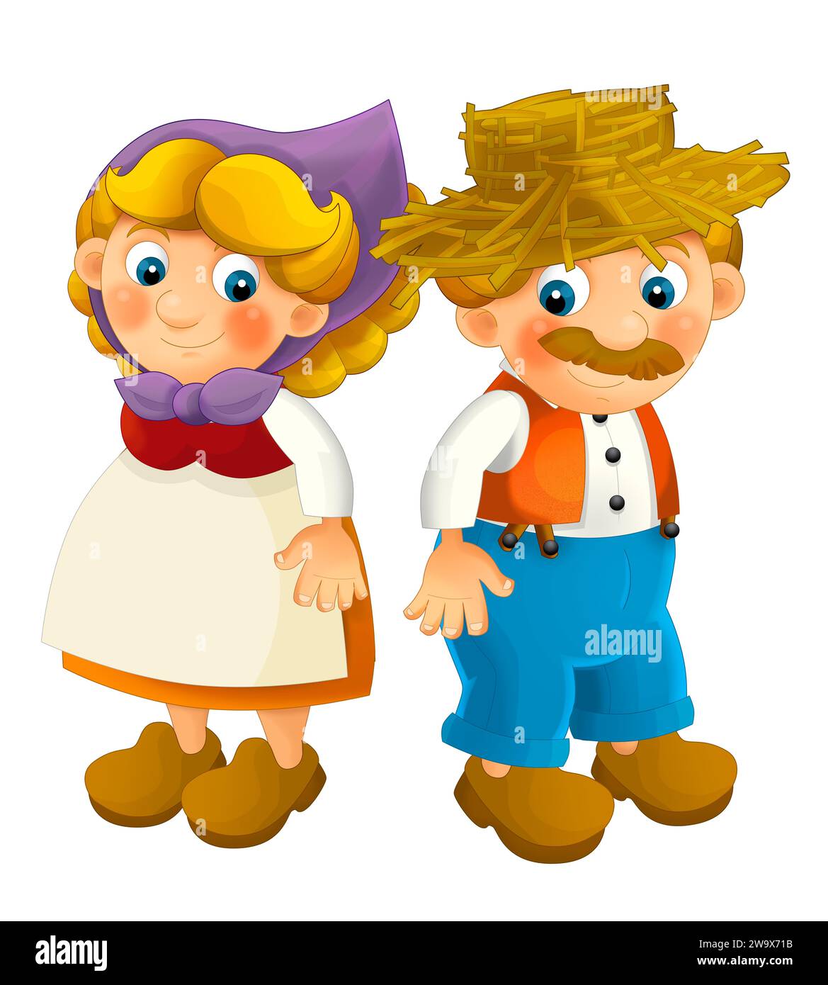 Cartoon farm character happy farmer man and woman isolated on white ...