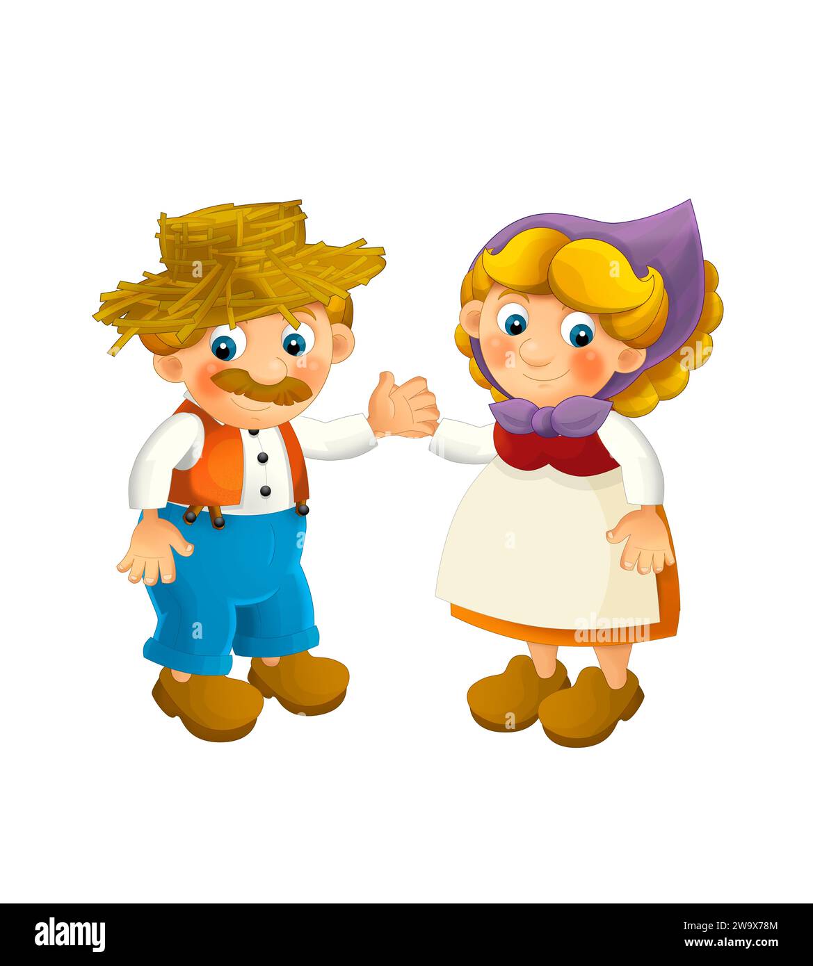 Cartoon farm character happy farmer man and woman isolated on white ...