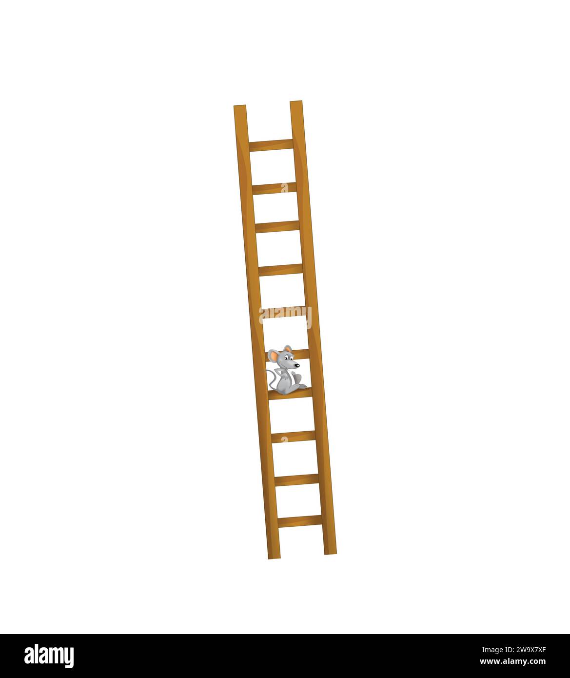 cartoon scene with wooden farm ladder for different usage on white ...