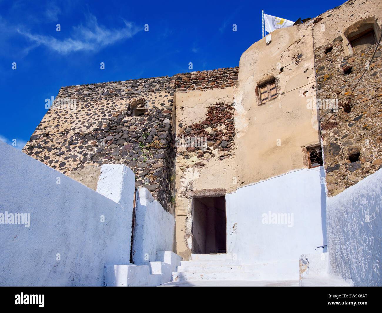 Venetian Castle, Akrotiri Village, Santorini or Thira Island, Cyclades ...