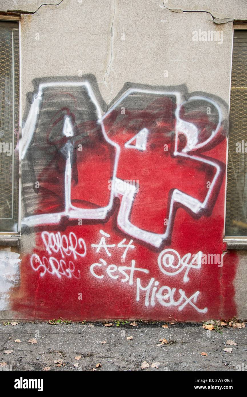 A4 mural in Hochelaga neighborhood in Montreal, Quebec, Canada Stock ...