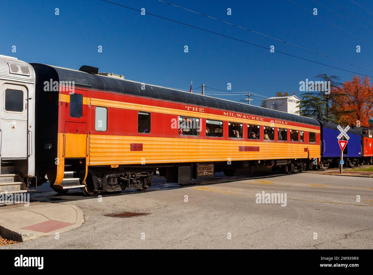 Passenger rail car The Milwaukee Road, Montgomery, CRC 3200. The ...