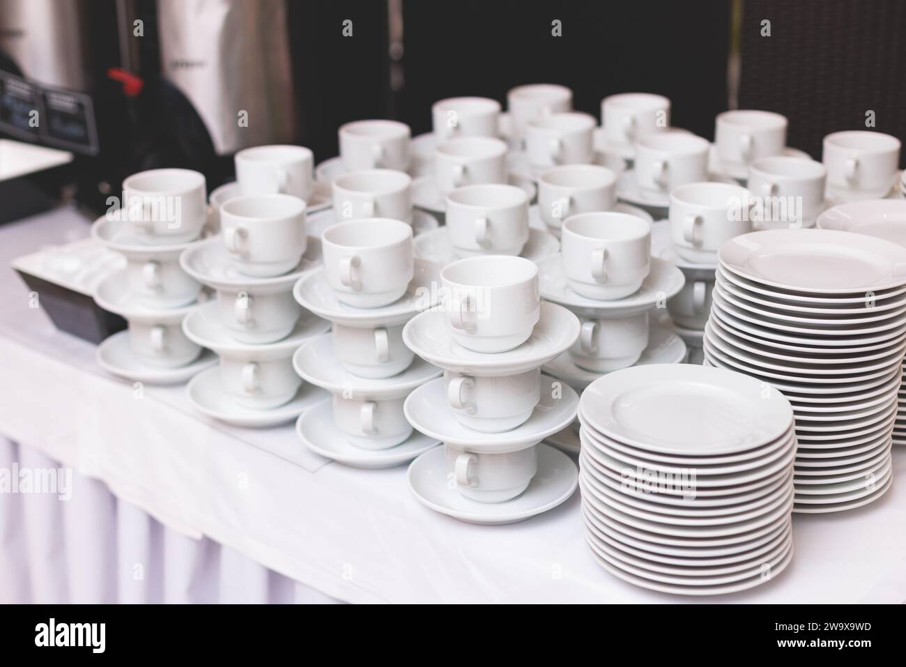 Set of coffee break lunch in the hotel restaurant during conference ...