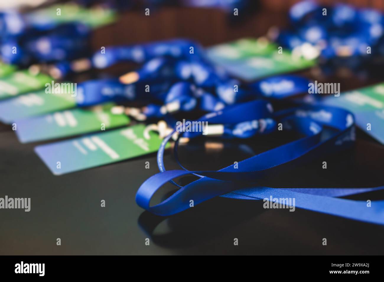 Registration desk table, process of checking in on a conference ...