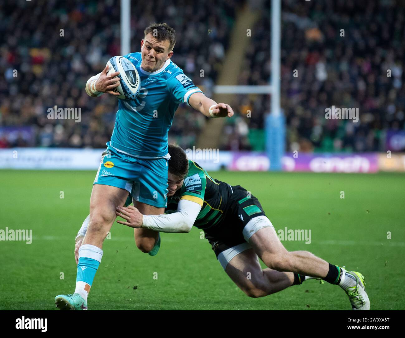 Sale Sharks Joe Carpenter in action during the Northampton Saints vs ...