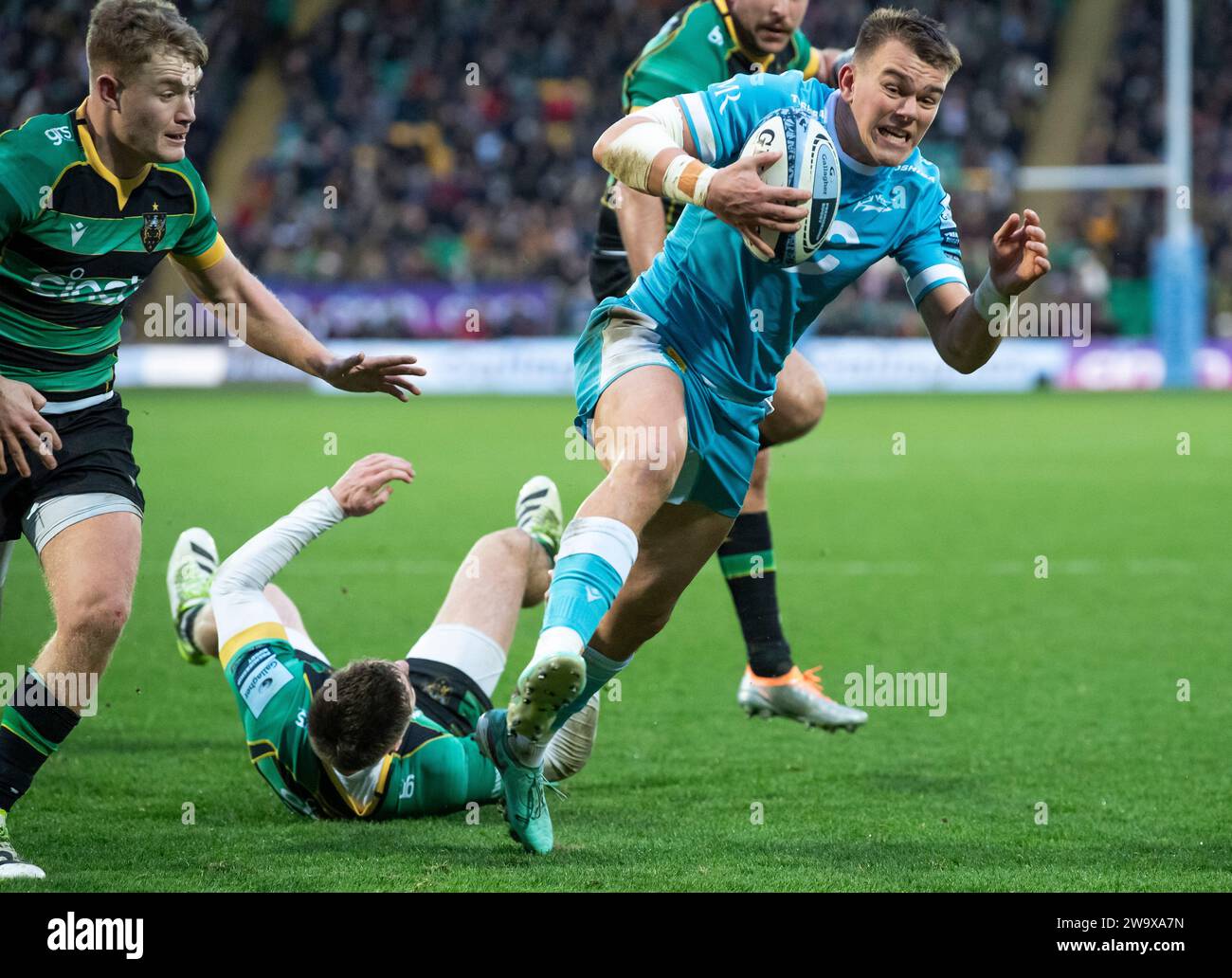 Sale Sharks Joe Carpenter in action during the Northampton Saints vs ...