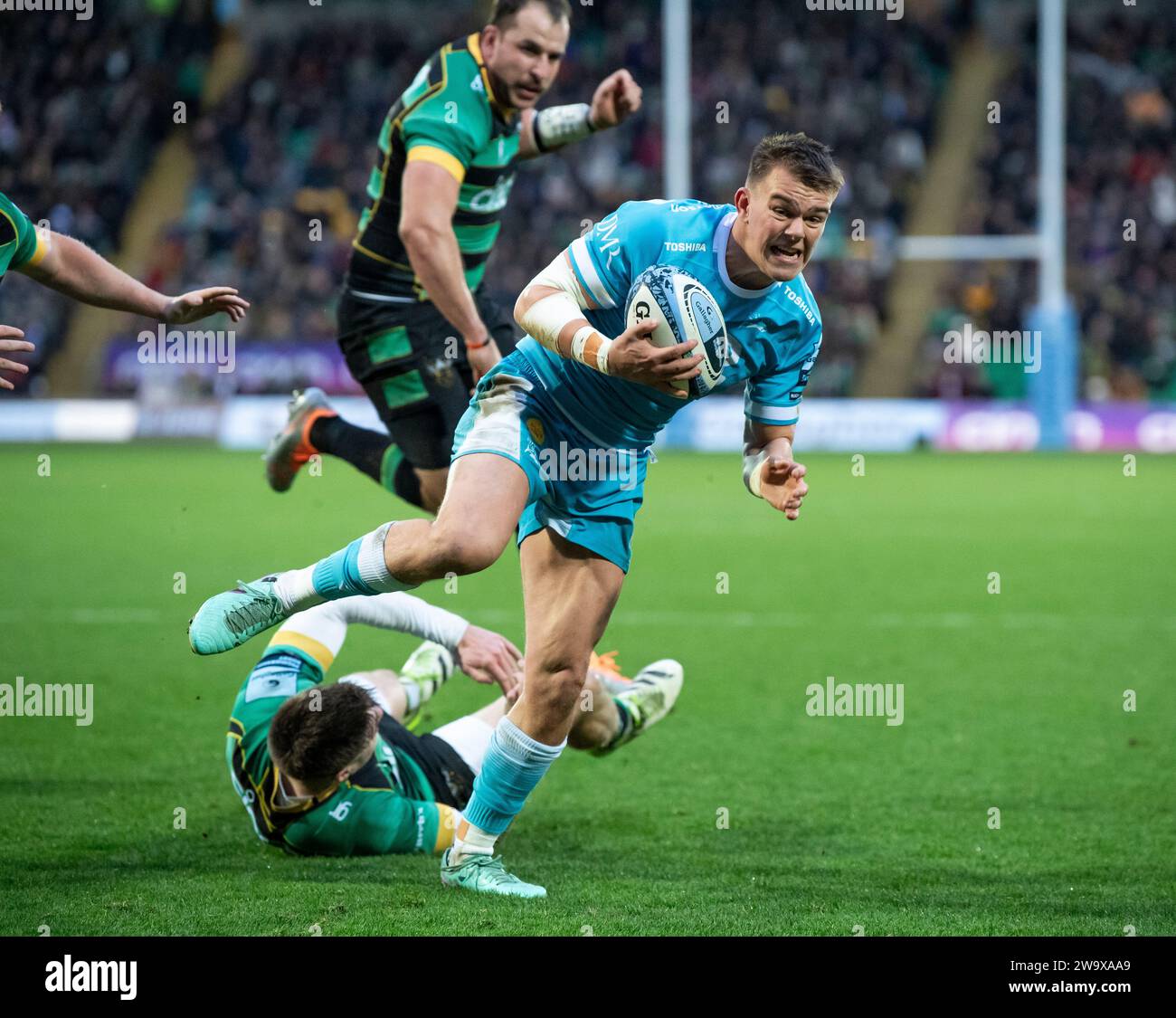 Sale Sharks Joe Carpenter in action during the Northampton Saints vs ...