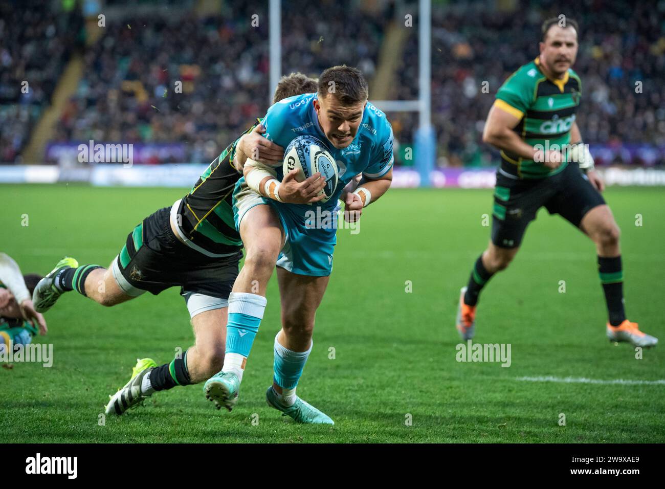 Sale Sharks Joe Carpenter in action during the Northampton Saints vs ...