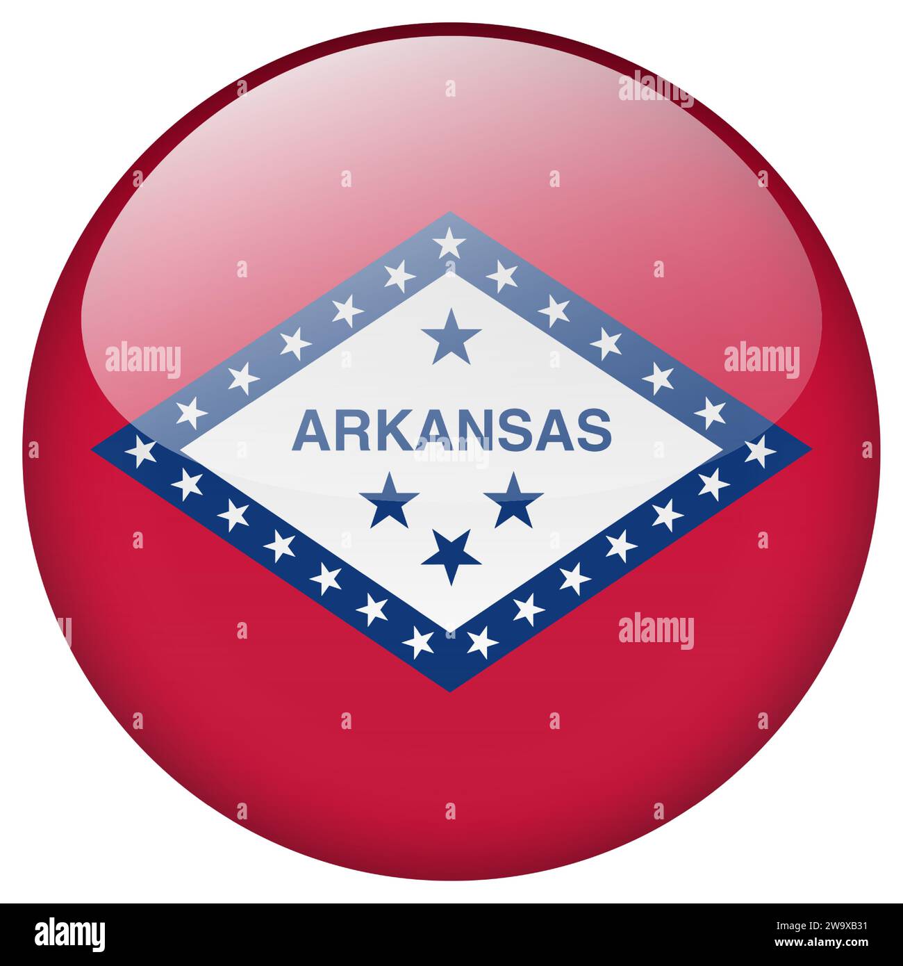 Arkansas flag button. Arkansas circle flag button isolated on white ...