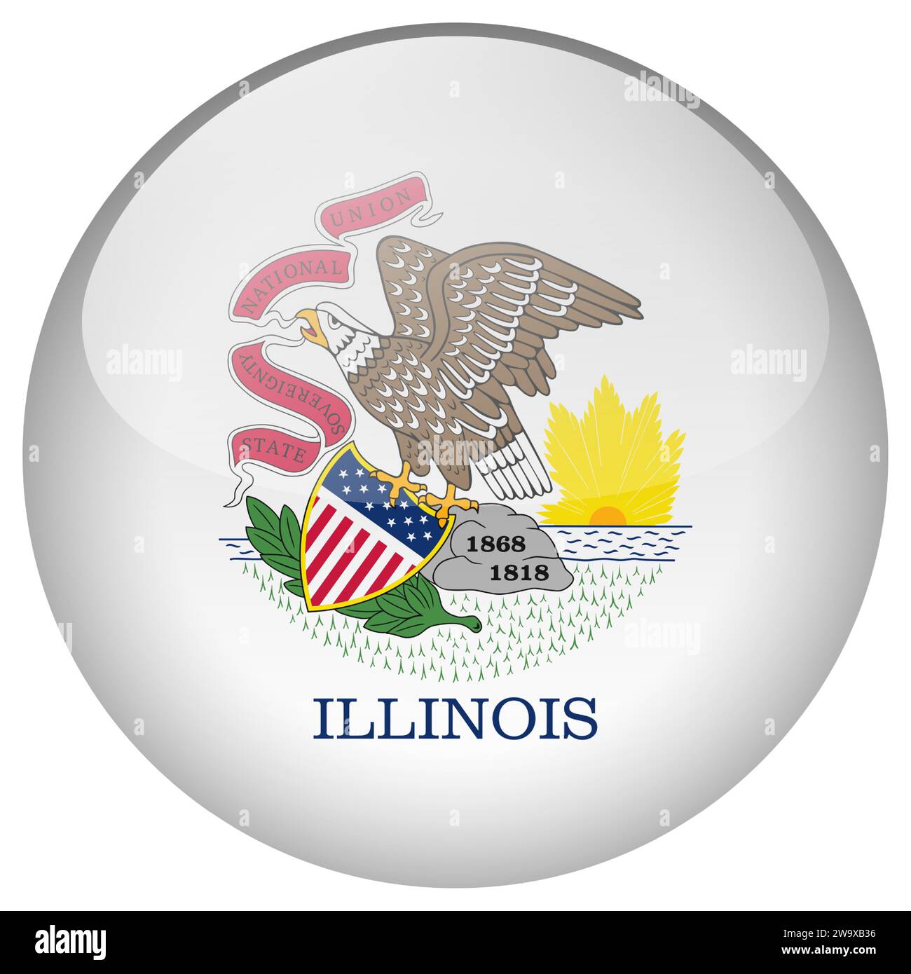 Illinois flag button. Illinois circle flag button isolated on white ...