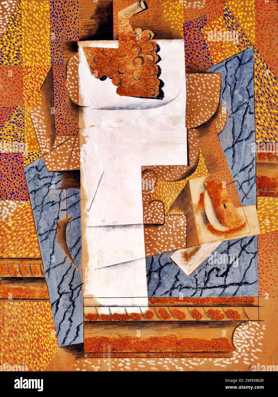 Composition with a Bunch of Grapes and a Sliced Pear, 1914 (Painting ...