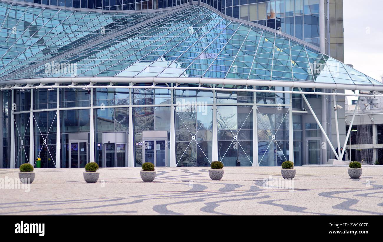 Warsaw, Poland. 29 December 2023. The main entrance to the headquarters ...
