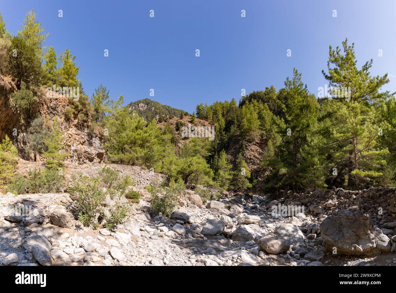 A picture of the classic Samaria Gorge landscape, with rocks on the ...