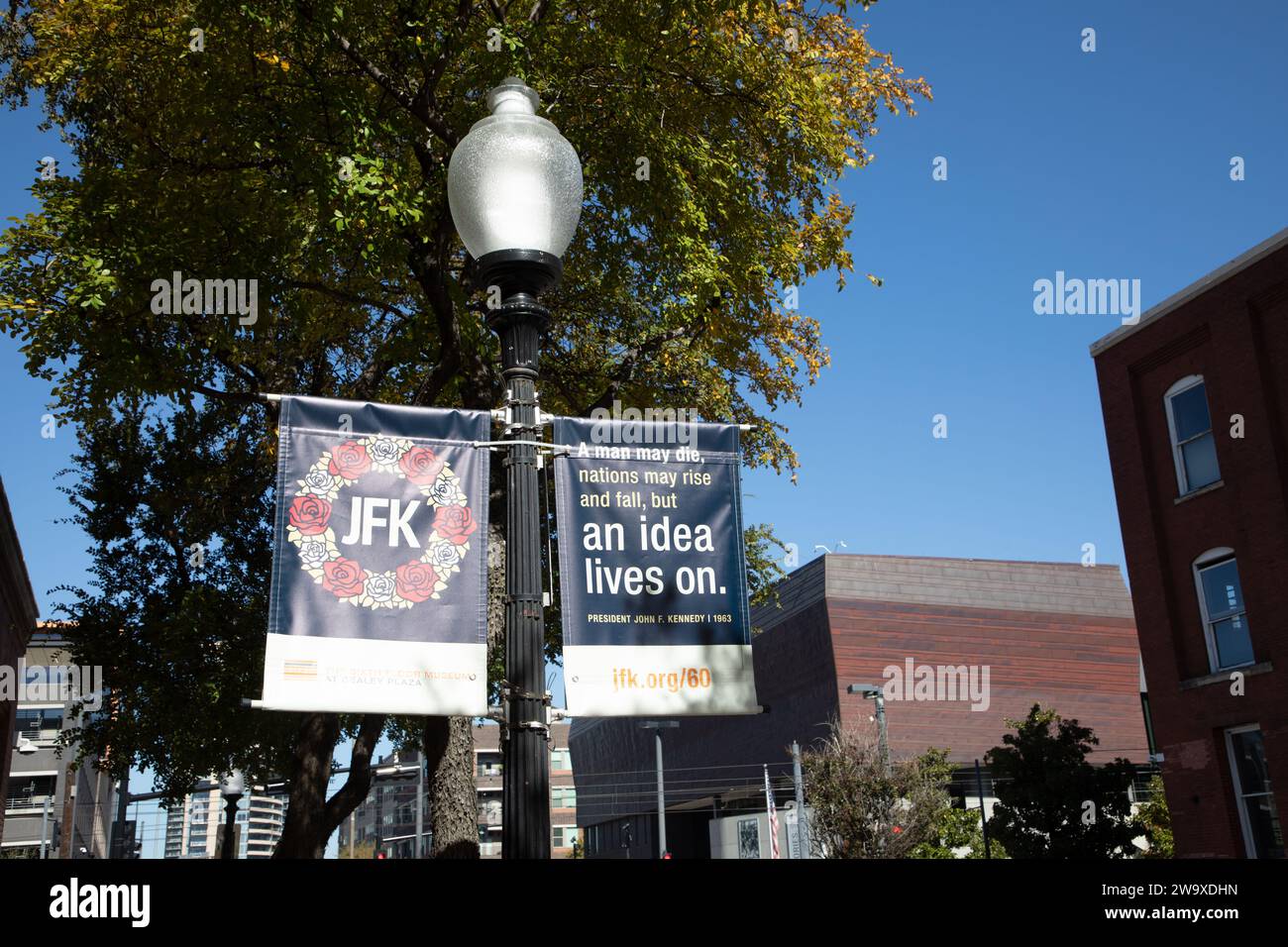 Dallas, USA - November 6, 2023: poster at John F. Kennedy square in ...