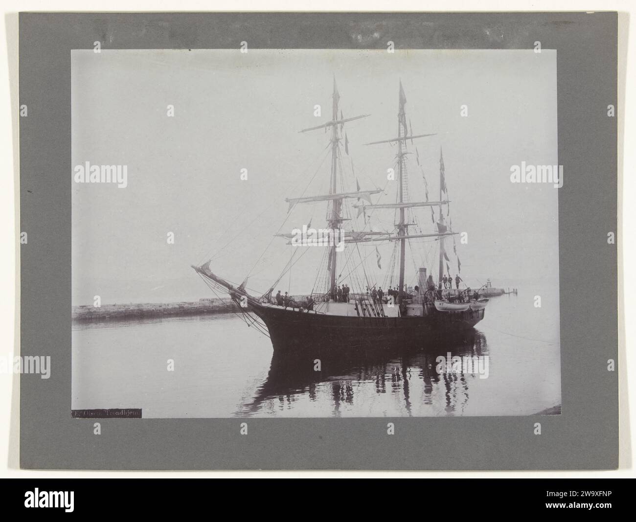 The sailing ship Hertha when leaving the port of Trondheim, c. 1900 ...