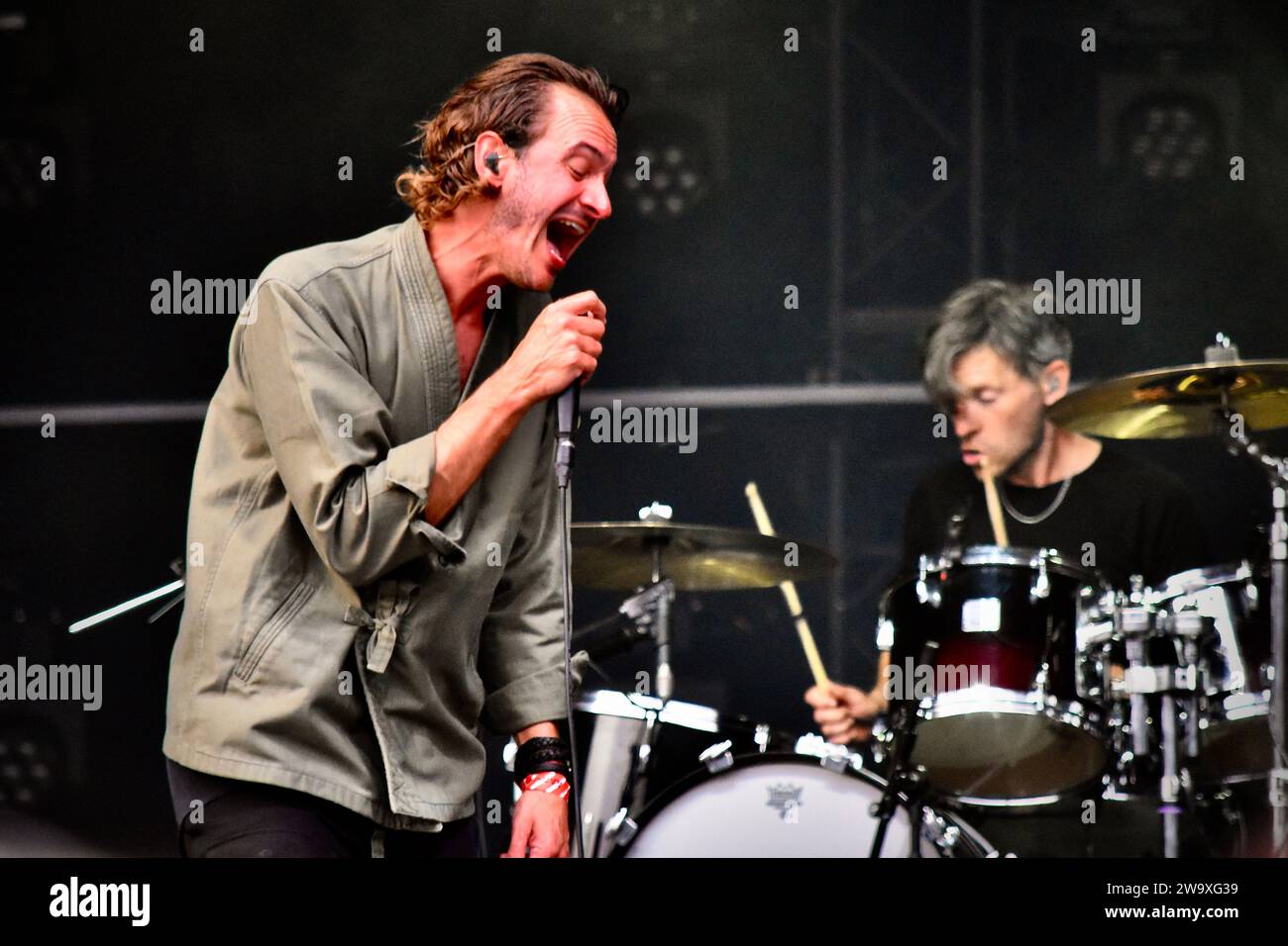 Lead singer Tom Smith and drummer Ed Lay pictured as Editors perform a ...
