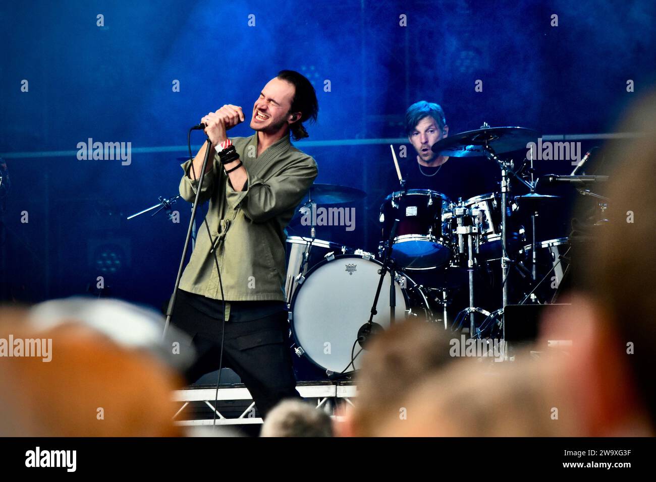 Lead singer Tom Smith and drummer Ed Lay pictured as Editors perform a ...